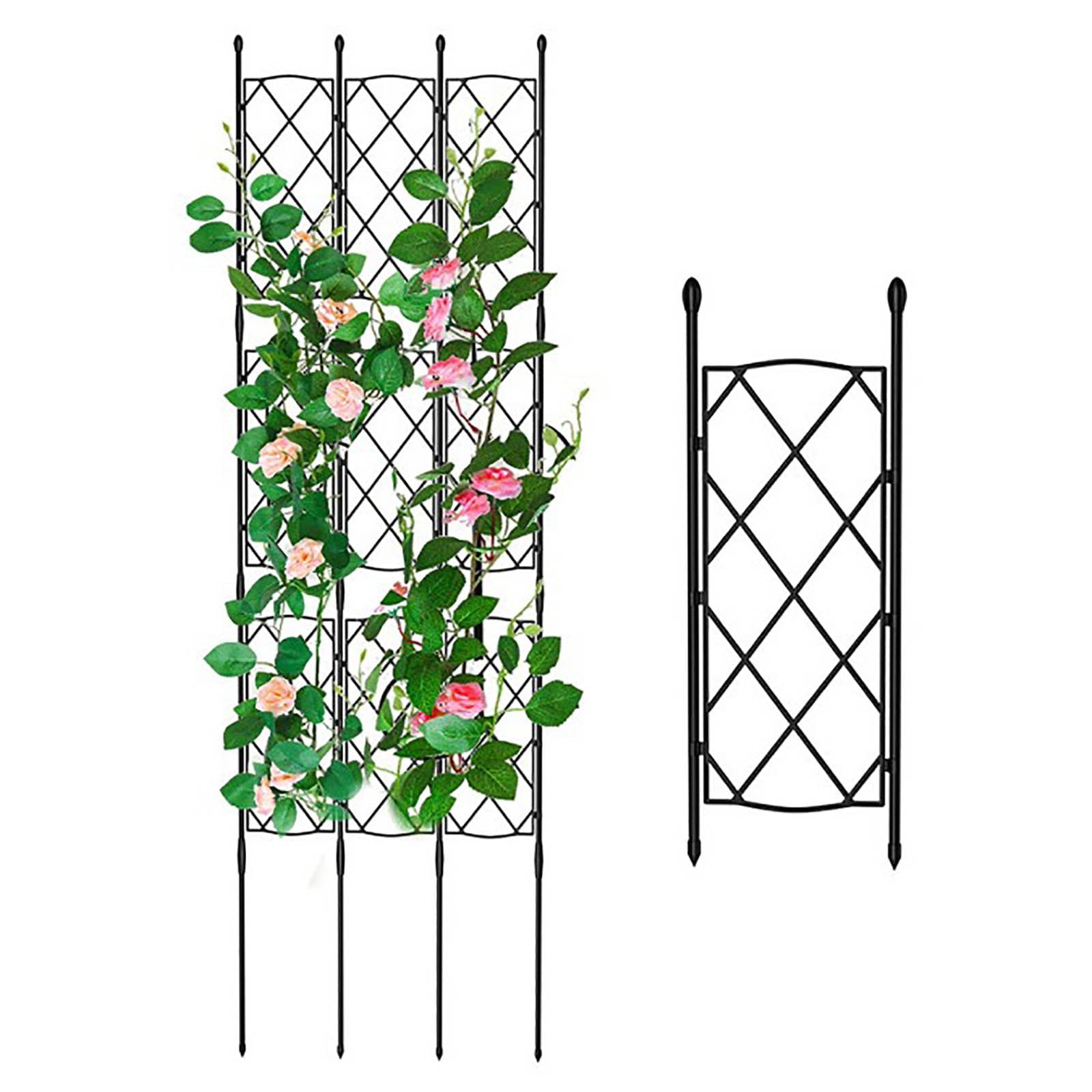 Iron Climbing Support for Plants 3 Panel Adjustable Garden Screen Rust ...