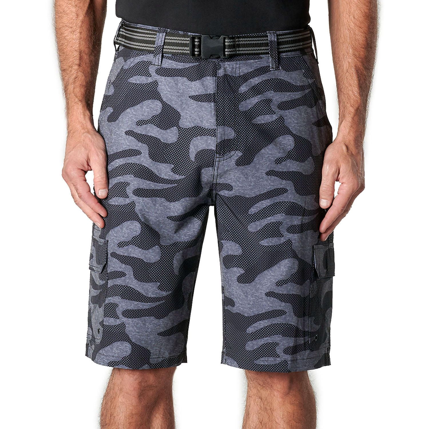 IRON CLOTHING Men's Stretchy Belted Microfiber Cargo Short in Camo ...