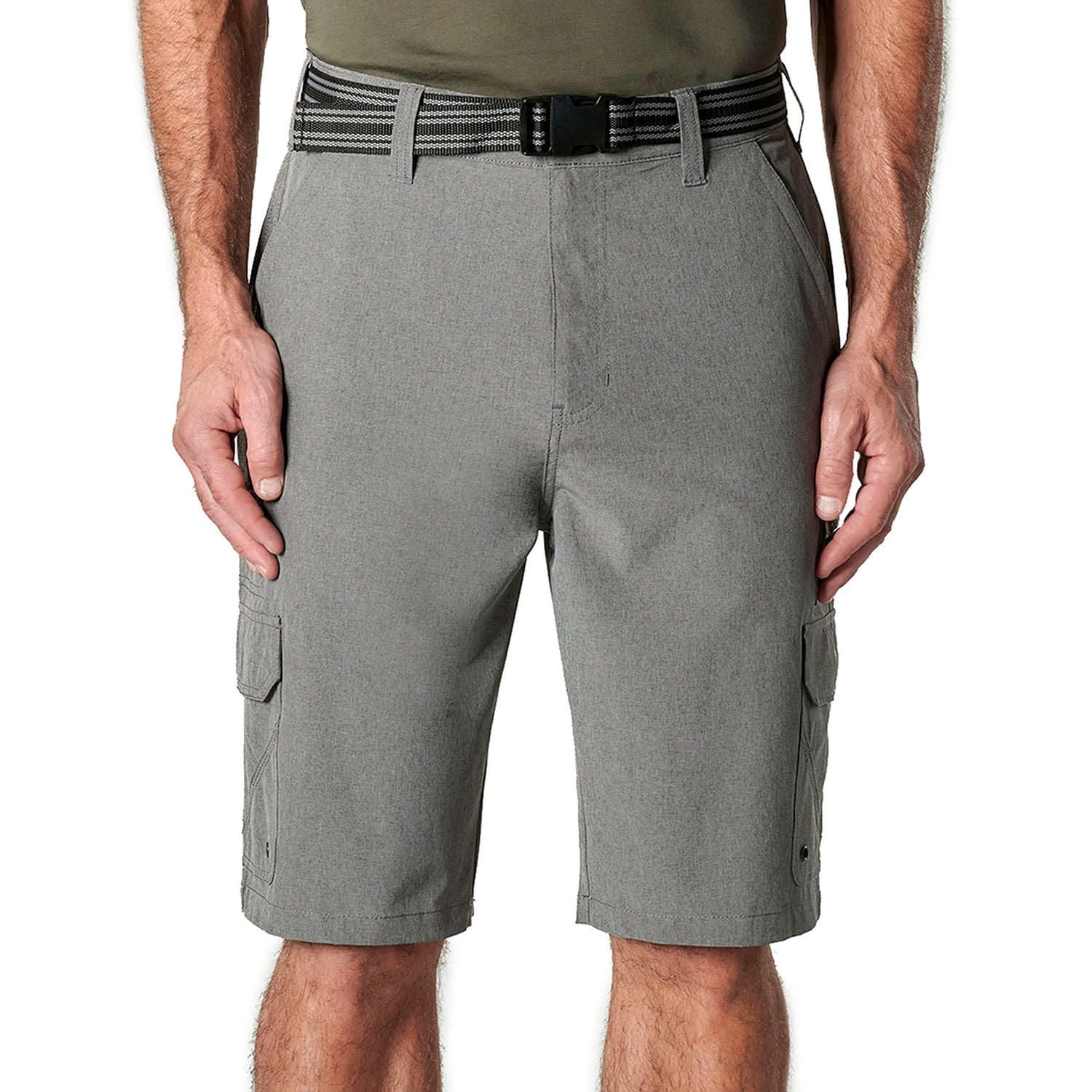 Iron Co Men's Belted Stretch Performance Hybrid Cargo Shorts (Heather ...