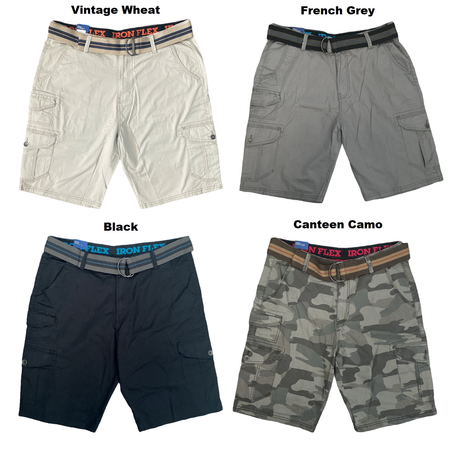 Iron Co Men's Flex Waist D-Ring Belted Multiple Pocket Twill Cargo ...