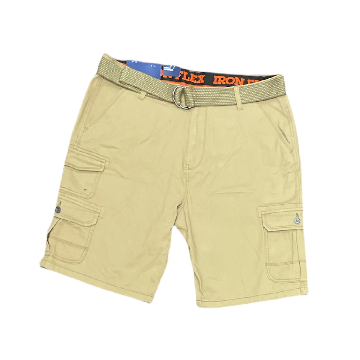 Iron Co. Men's Flex Waist Stretch Cargo Shorts w/ Solid Belt (Boardwalk ...