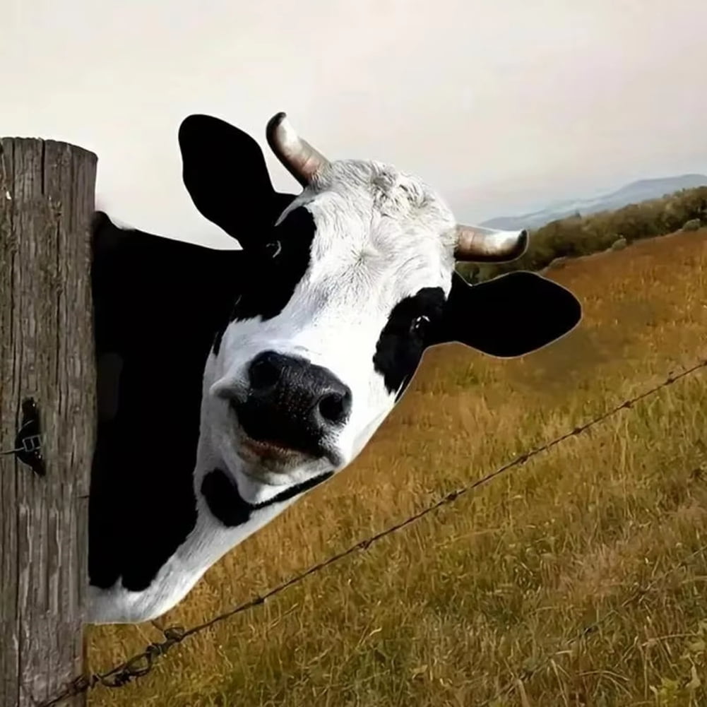 Iron Cow Yard Art Cute Peeking Cattle Yard Decor Decorative Metal Art ...