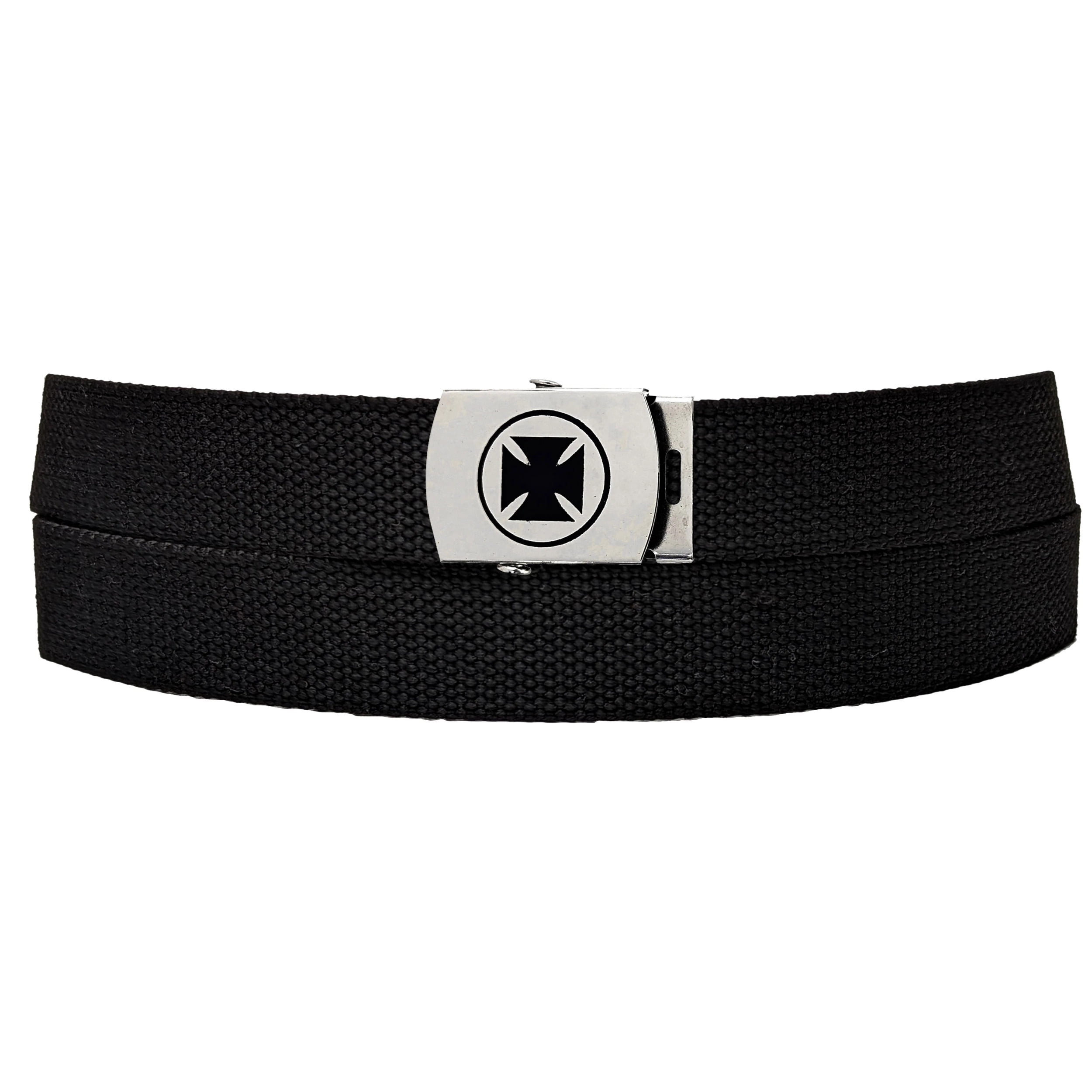 Iron Cross Buckle Black Adjustable Canvas Web Belt With Metal Buckle 32 ...