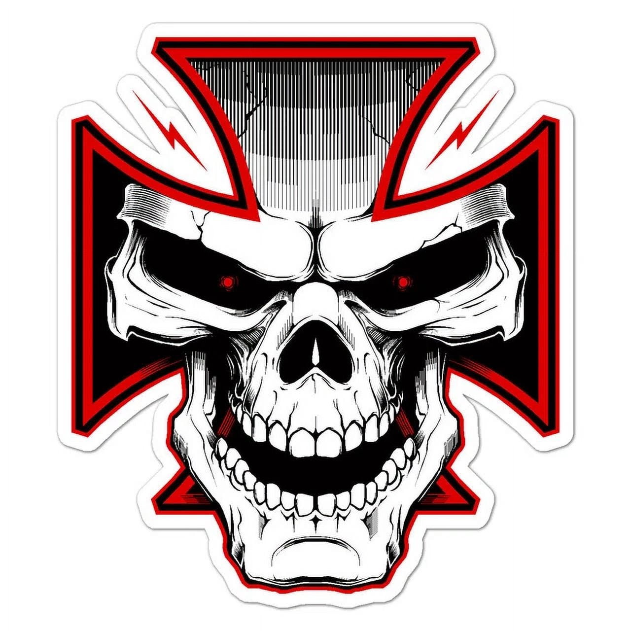 Iron Cross Skull Sticker Indoor Outdoor Phone Decal Water Bottle ...