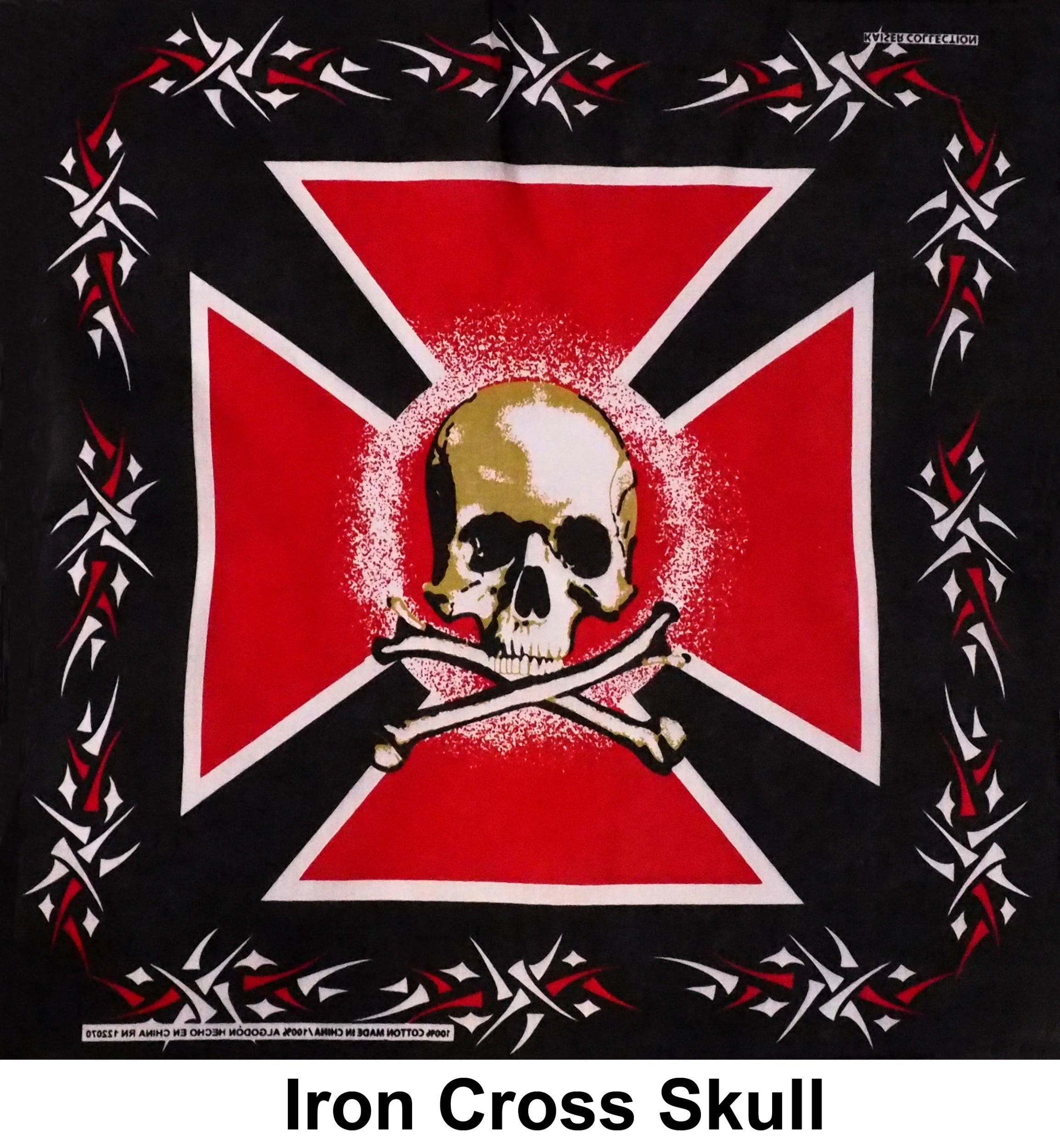 Iron Cross Skulls Design Print Cotton Bandana (22 inches x 22 inches ...