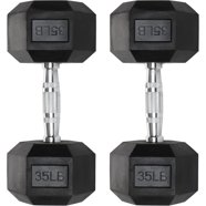 Titan Fitness 5 LB Pair Rubber Coated Hex Dumbbells, Roll-Resistant ...