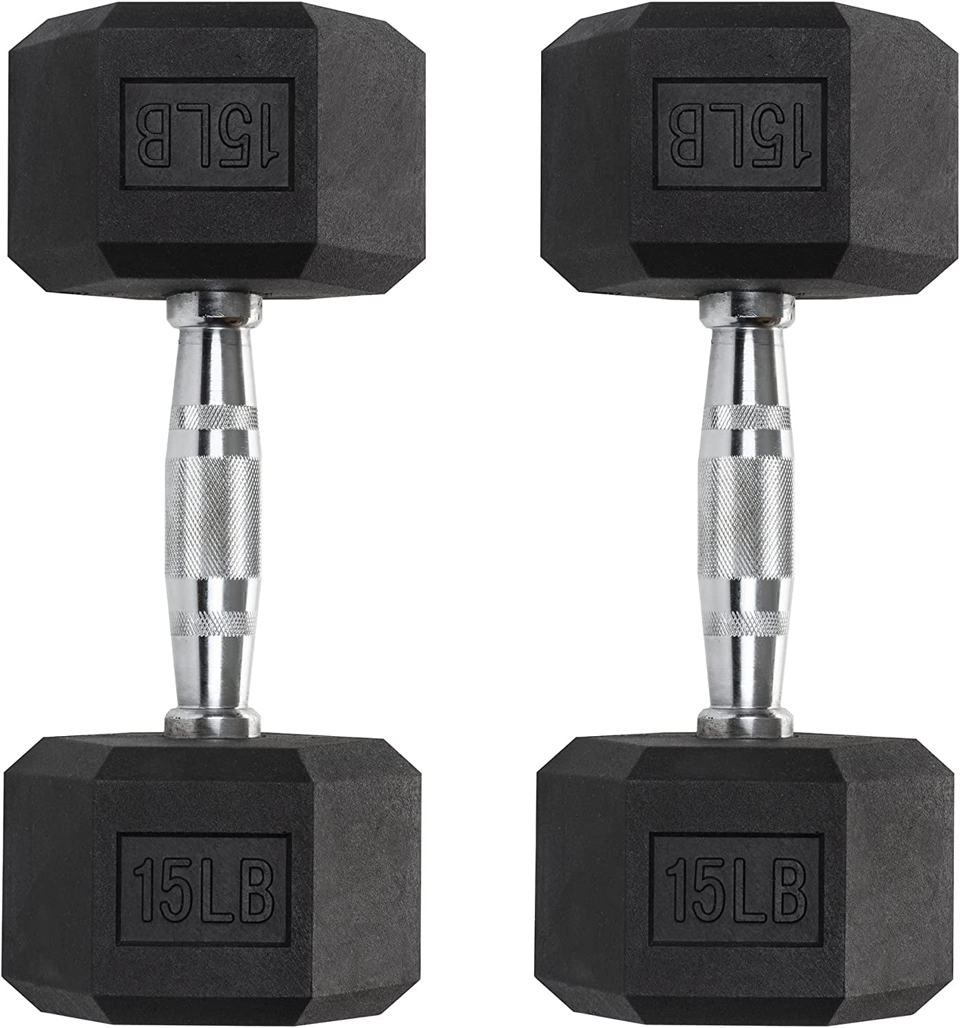 Iron Crush Hex Dumbbells - Heavy Duty PVC Coated Weights, Chrome-Plated ...