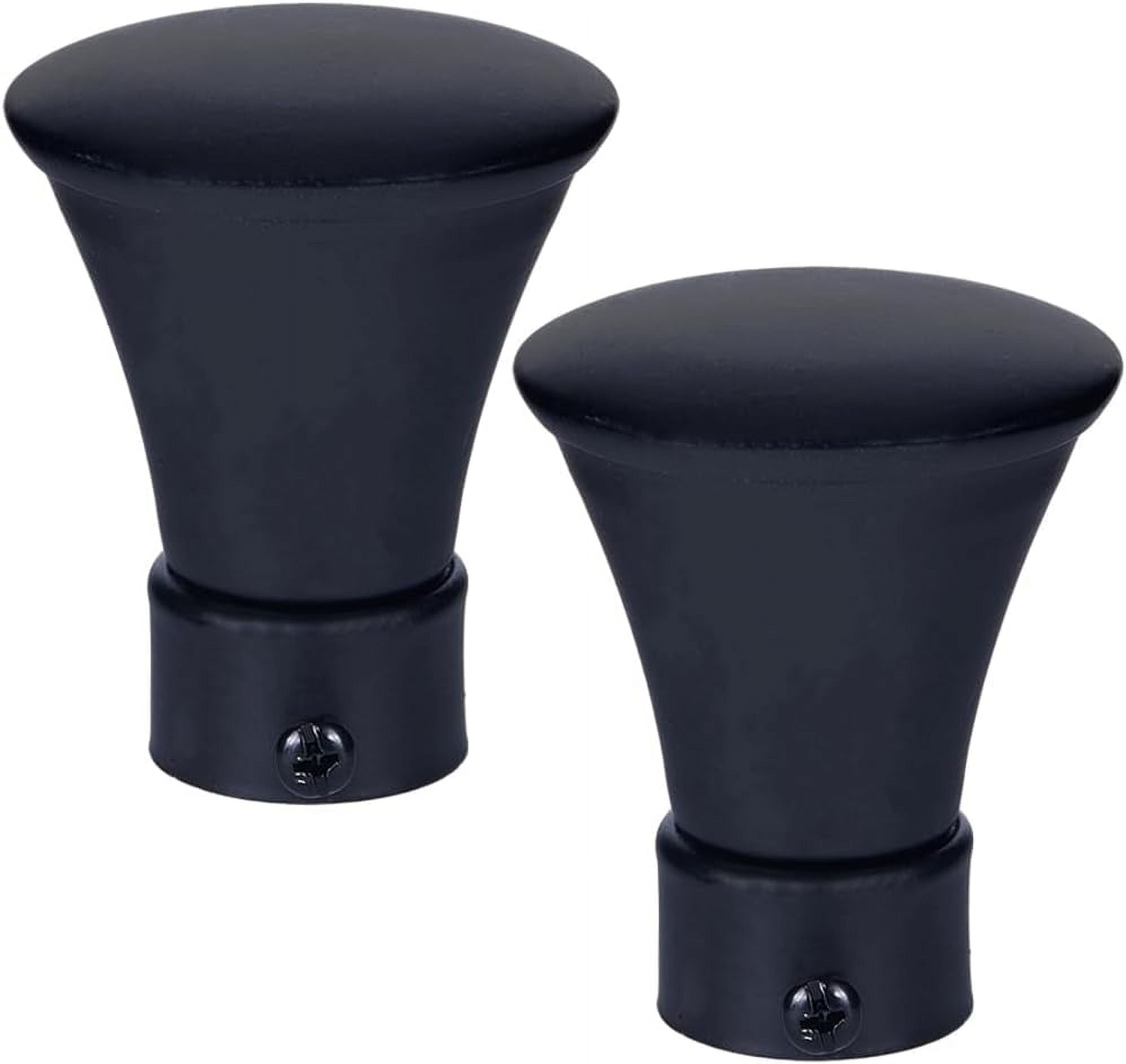 Iron Curtain Rod Heads Round Drapery Pole Finials Trumpet Shape Black ...