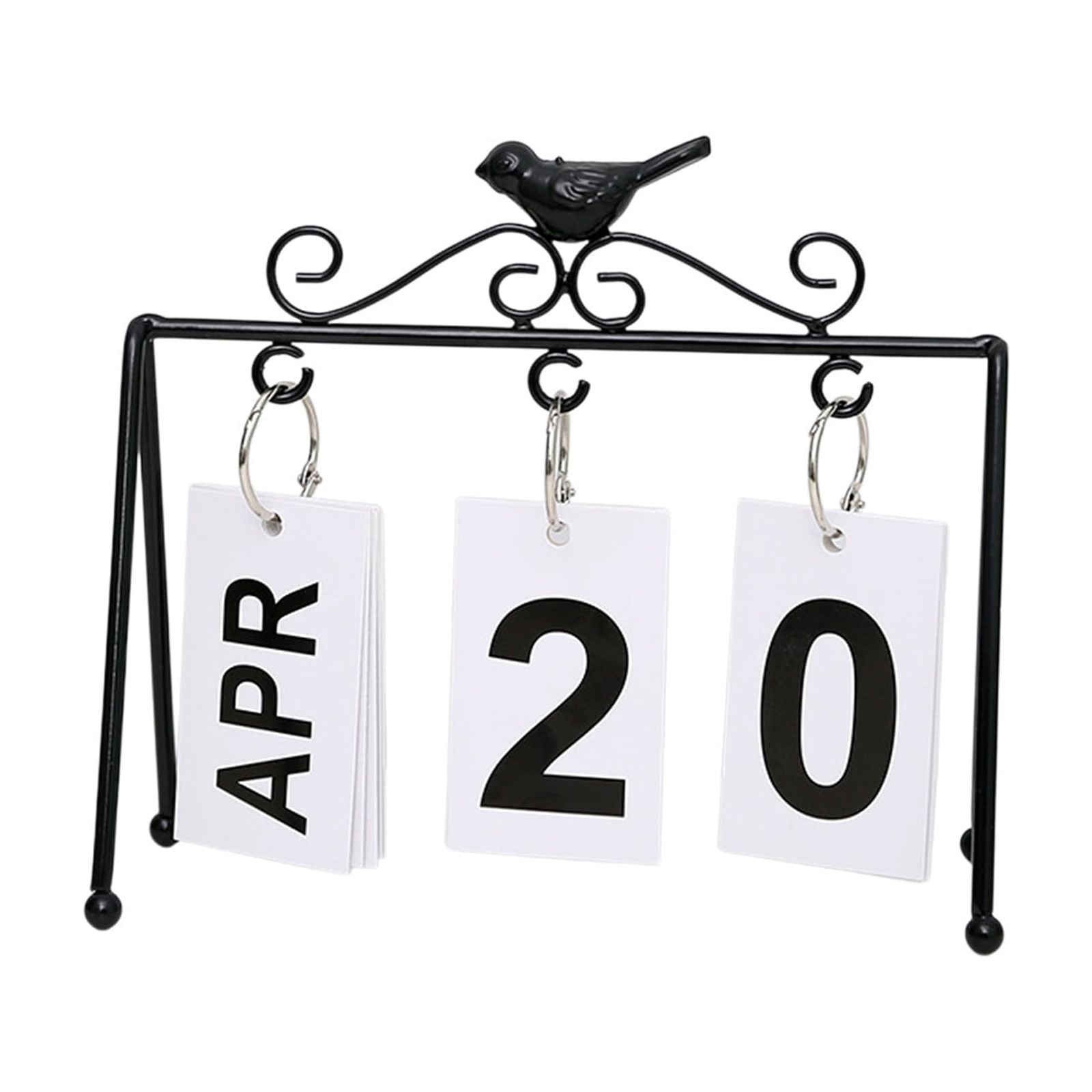 Iron Desktop Calendar Black Reusable Perpetual Date Ornament Metal ...