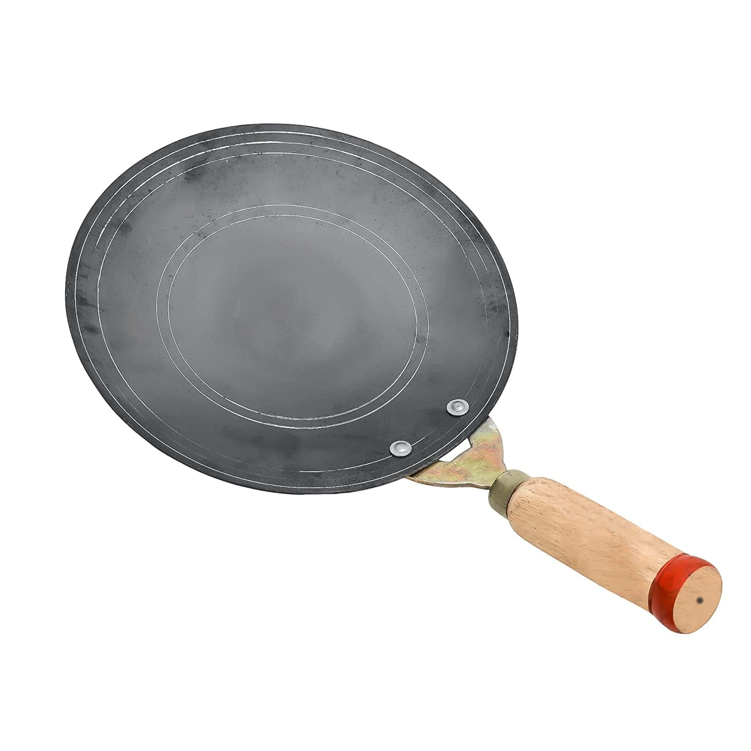 Iron Double Fitted Knob Handmade Tawa For Chapati, Roti With Wooden ...