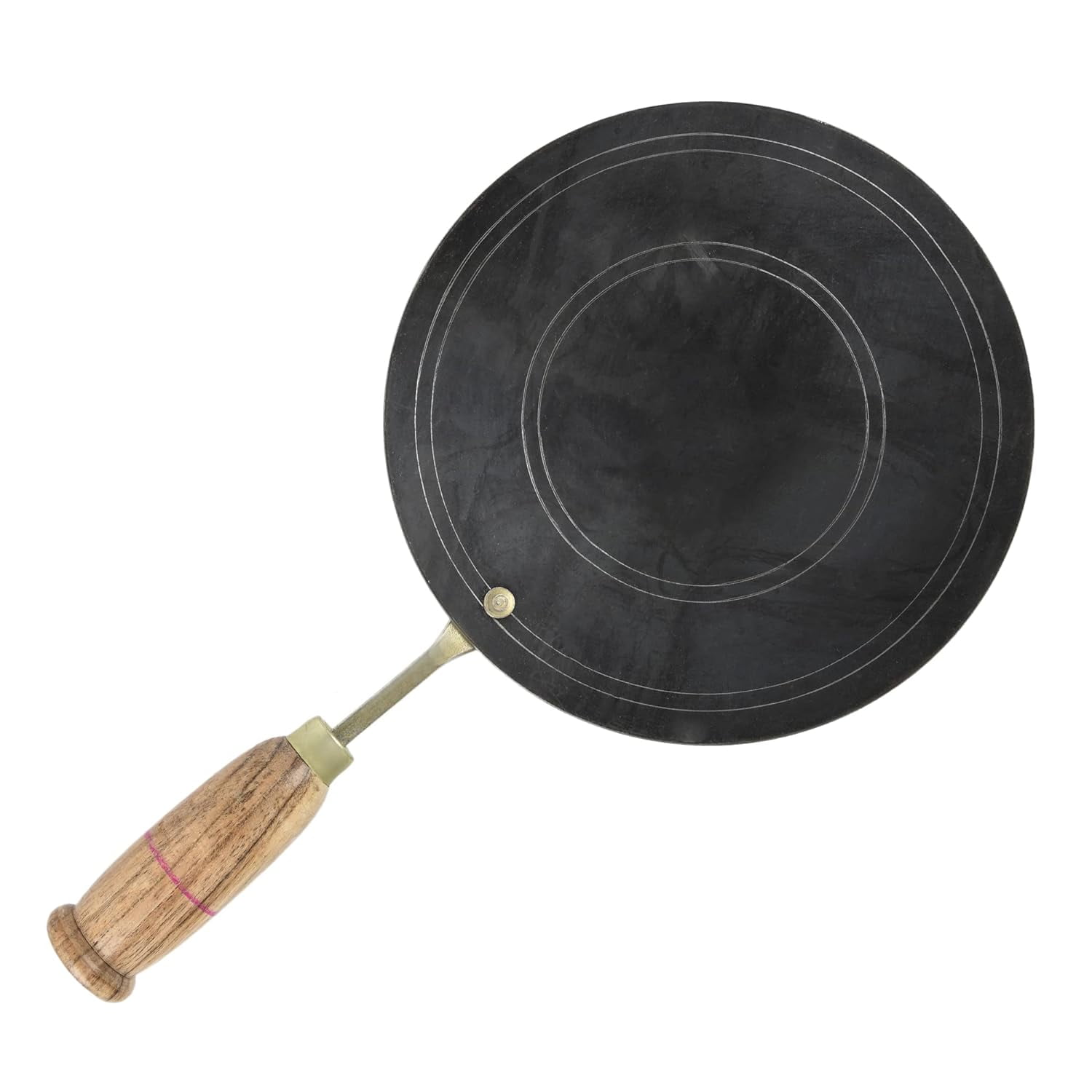 Iron Double Fitted Knob Handmade Tawa With Wooden Handle 9.5 Inch For ...