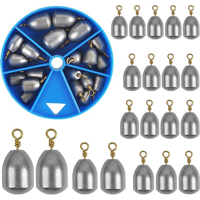 Walmart Iron Fishing Weights Assortment, 20pcs Heavy Bass Sinkers Kit with Tackle Box - Walmart.com