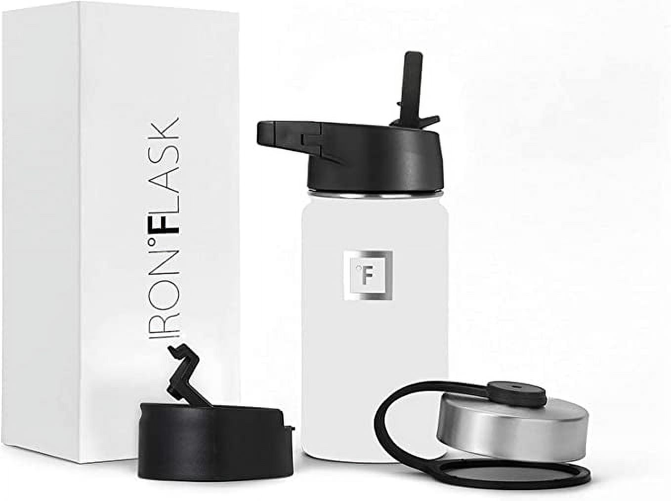 Iron Flask Sports Water Bottle - 14 Oz, 3 Lids (Straw Lid), Leak Proof ...