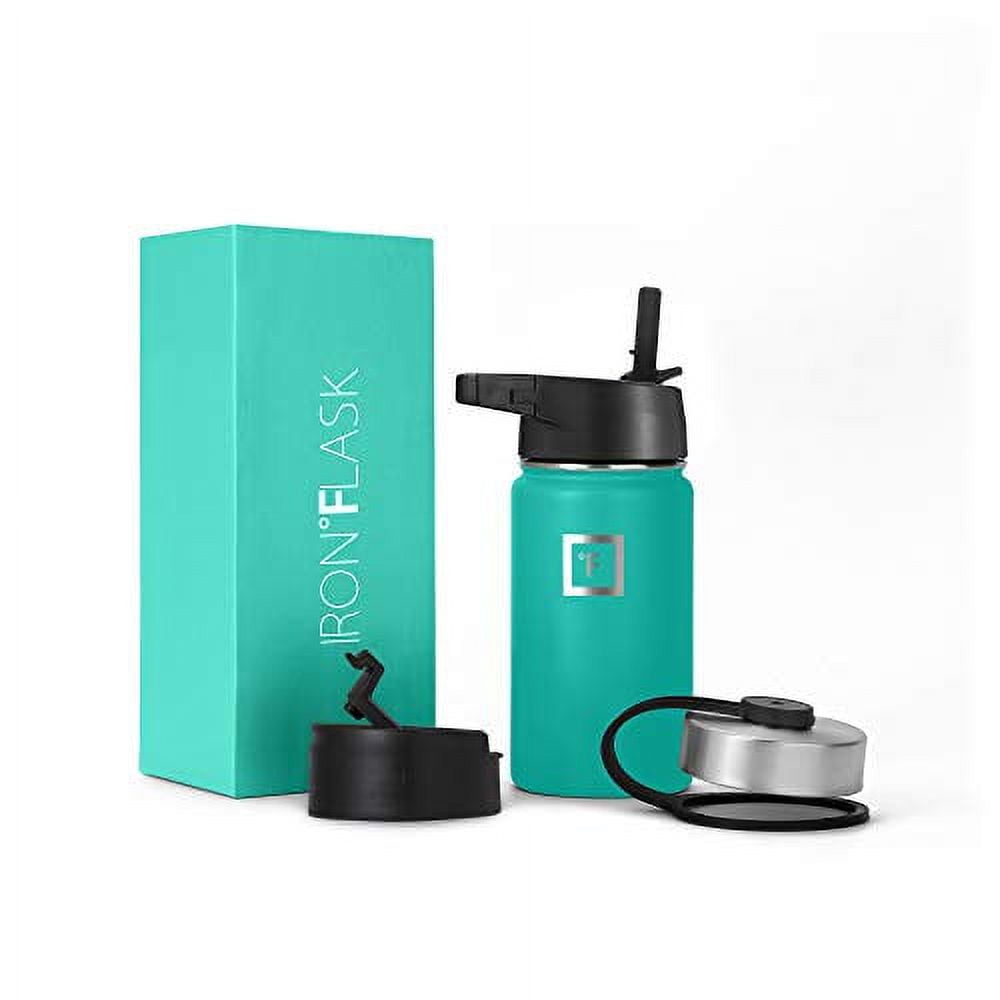 Iron Flask Sports Water Bottle - 14 Oz, 3 Lids (Straw Lid), Leak Proof ...