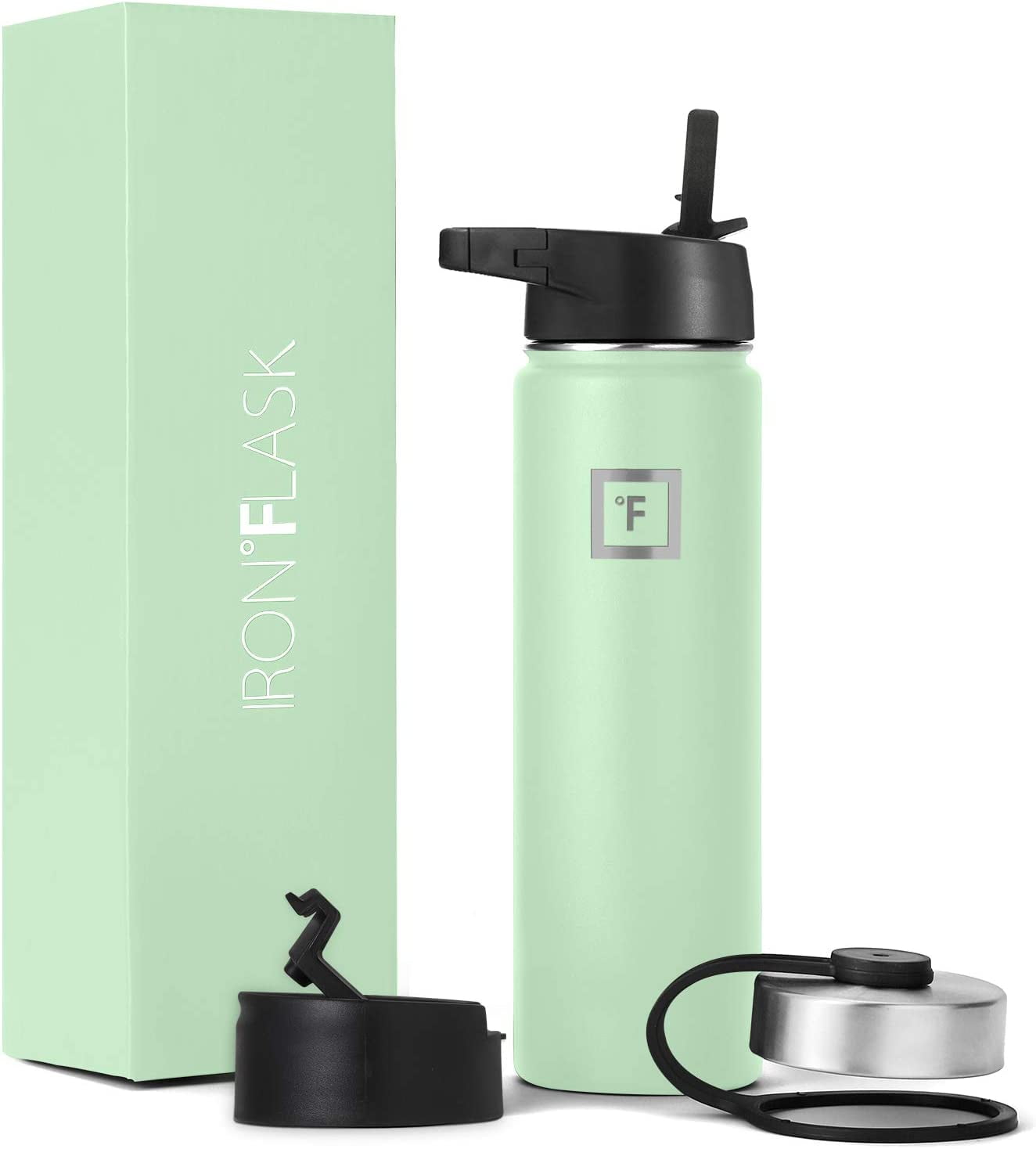Iron Flask Sports Water Bottle - 3 Lids - 22 oz - Mint - Walmart.com
