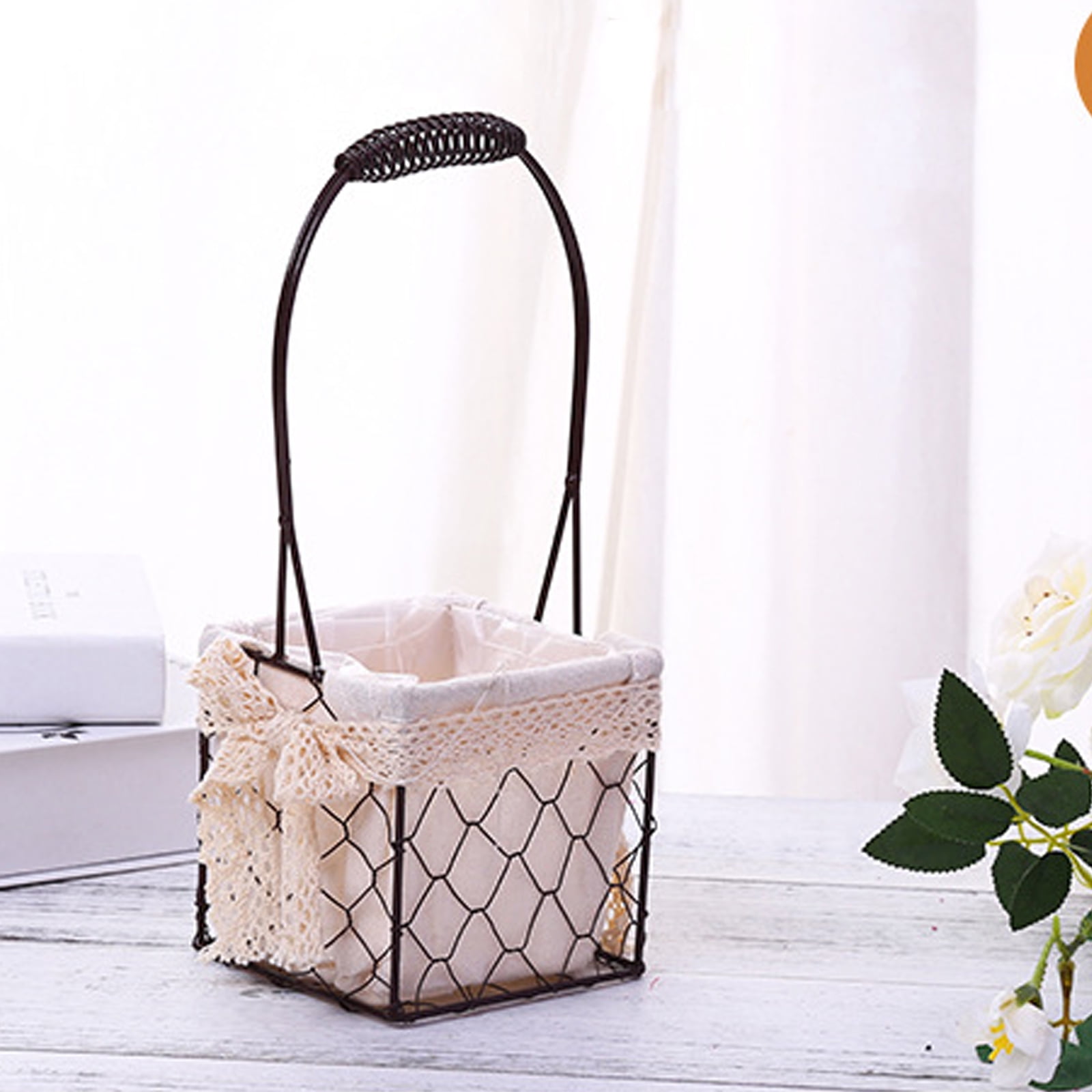 Iron Flower Baskets for Wedding Favors Floral Arrangement Flower Basket ...