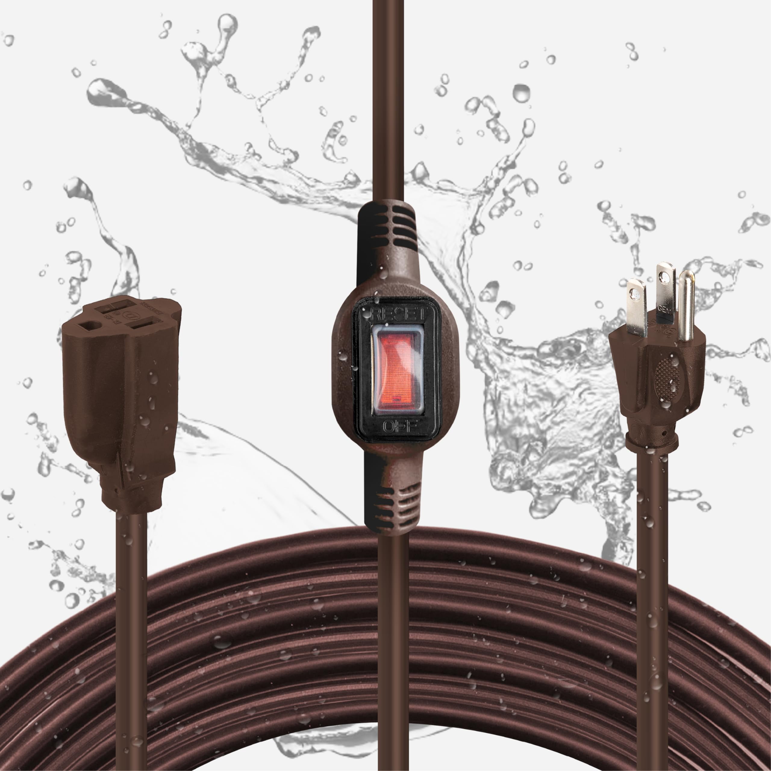 Iron Forge Cable 10 Ft Brown Outdoor Extension Cord with IP65 Inline ...