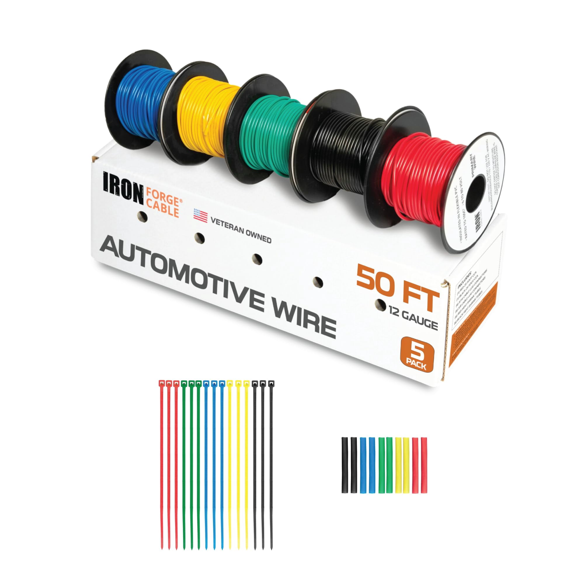 Iron Forge Cable 12 Gauge Wire - 5 Roll Assortment Pack Automotive ...