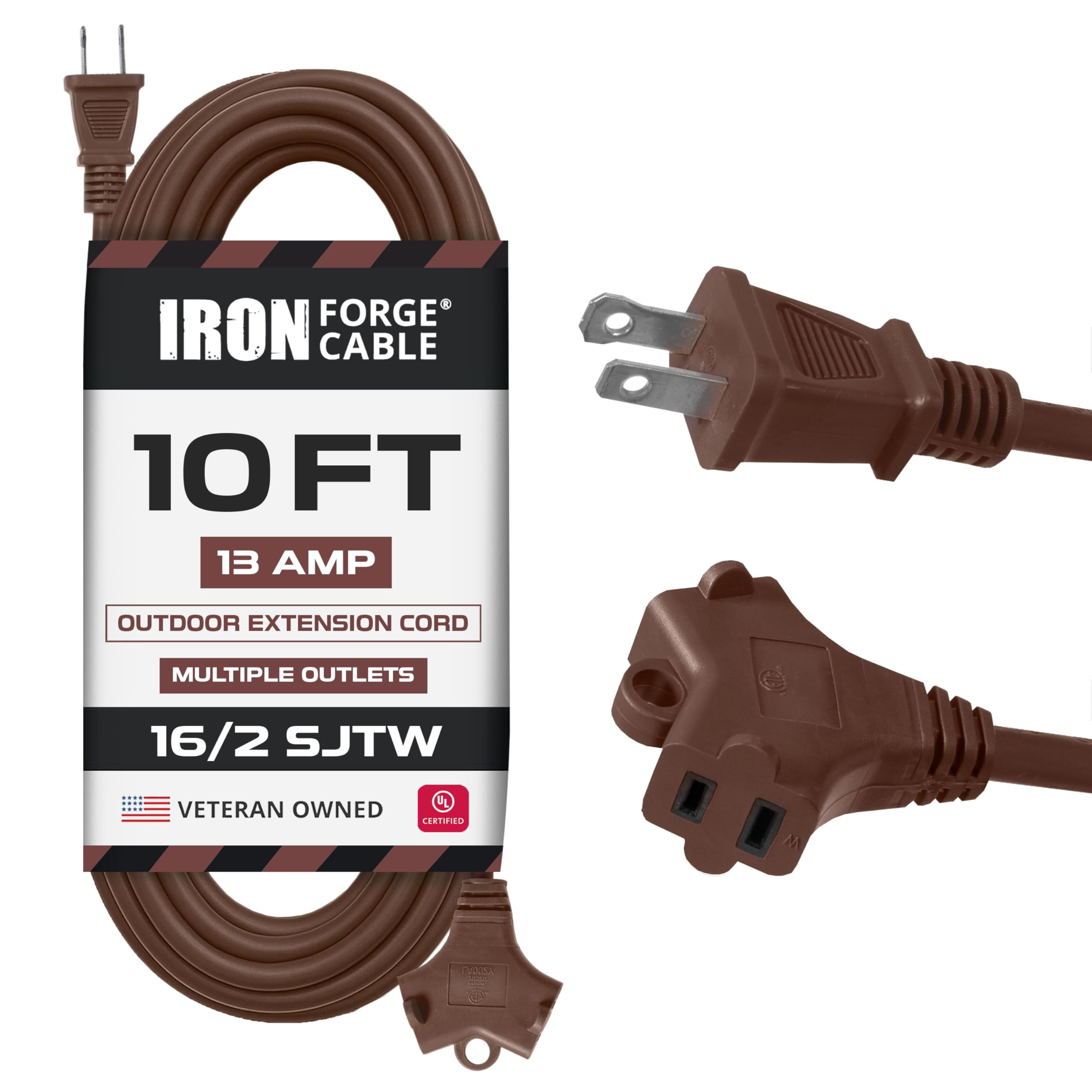 Iron Forge Cable 2 Prong Outdoor Extension Cord 10 ft with 2 Outlets ...