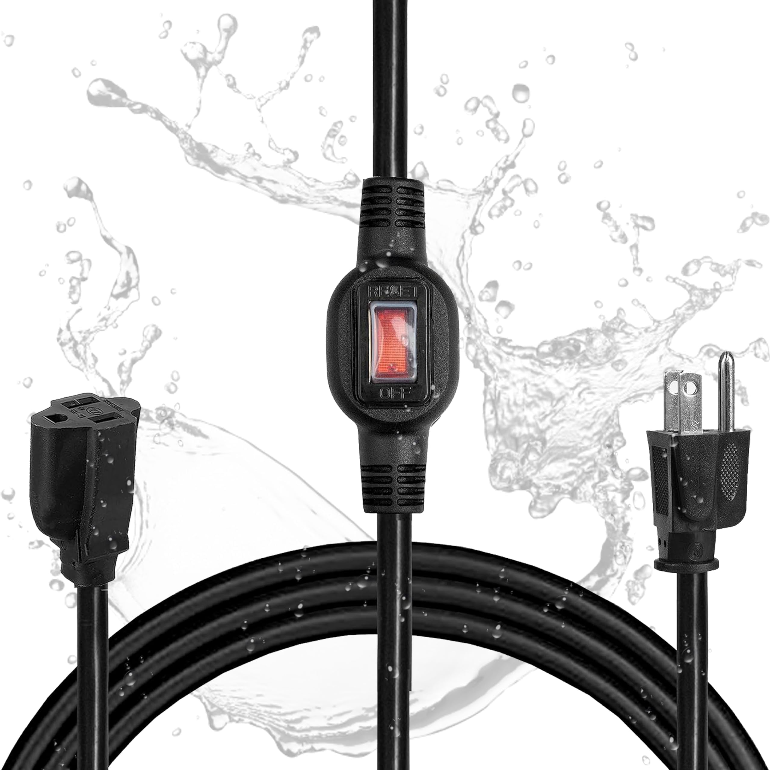 Iron Forge Cable 3 Ft Black Outdoor Extension Cord with IP65 Inline ...