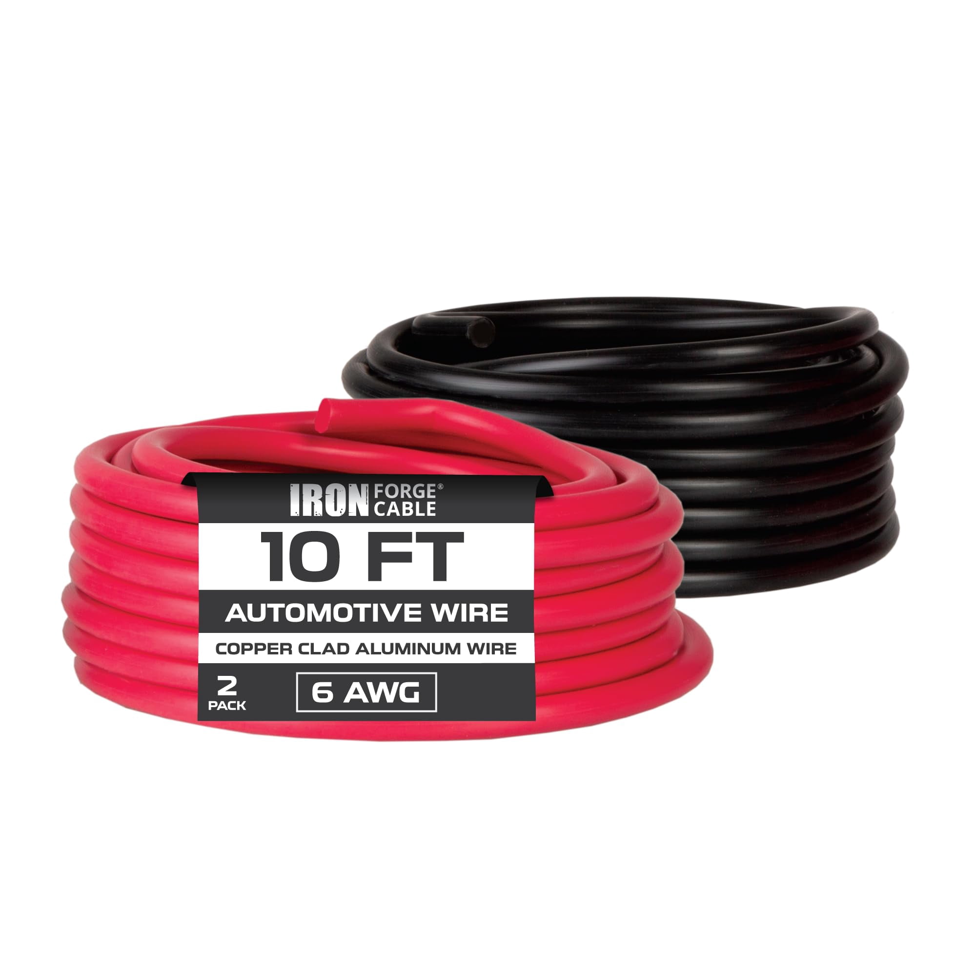 Iron Forge Cable 6 Gauge Wire - 2 Pack 10ft Copper Clad Aluminum ...