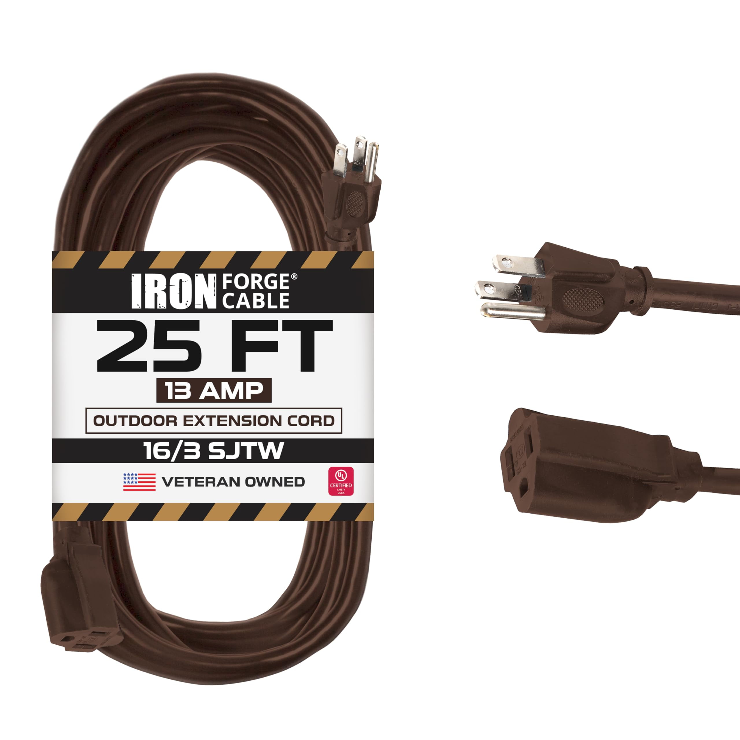Iron Forge Cable Outdoor Brown Extension Cord 25 ft - 16 Gauge 13 Amp ...