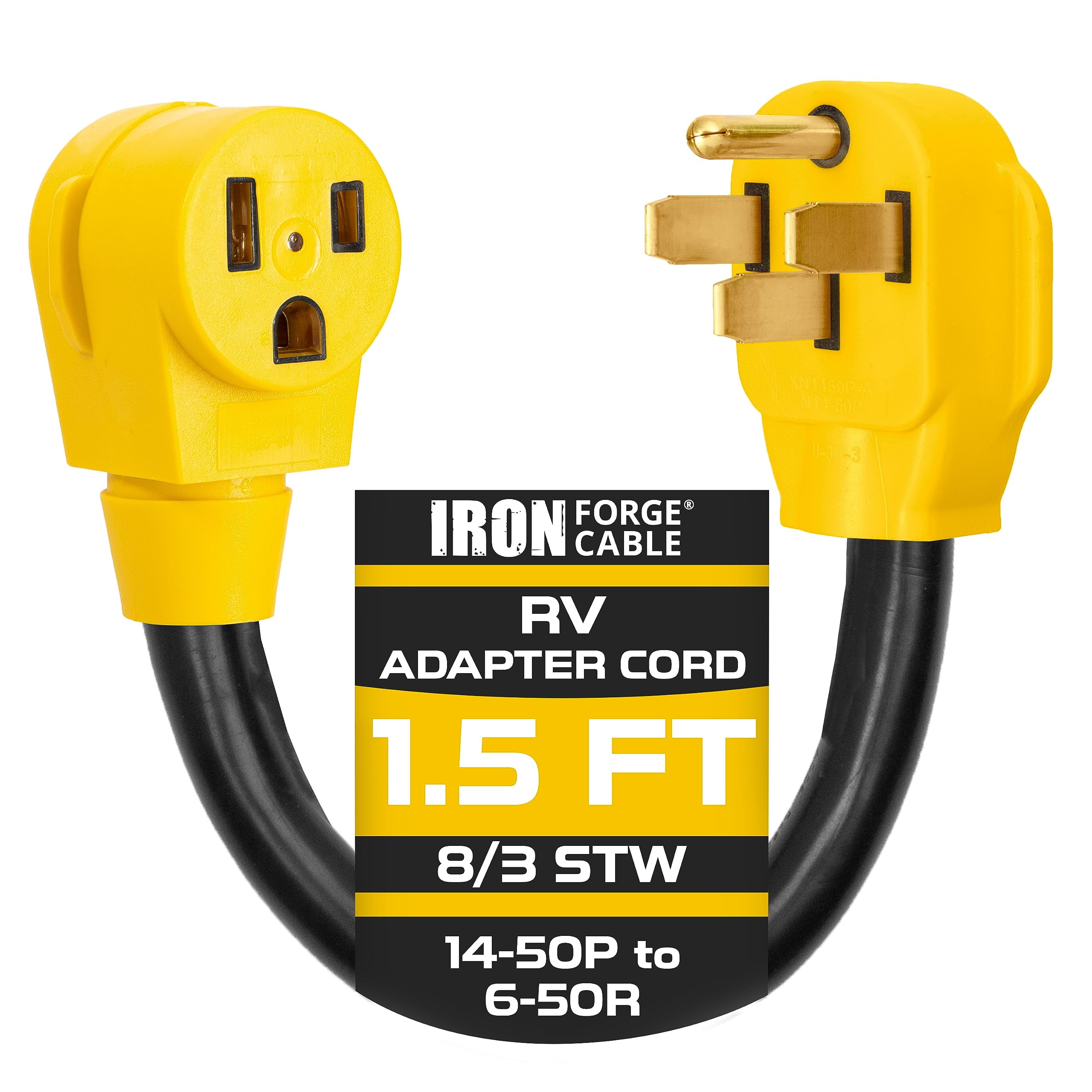 Iron Forge Cable RV Cord, Generator and RV Electrical Adapter Power Cord, 14-50P Male Plug to 6 ...
