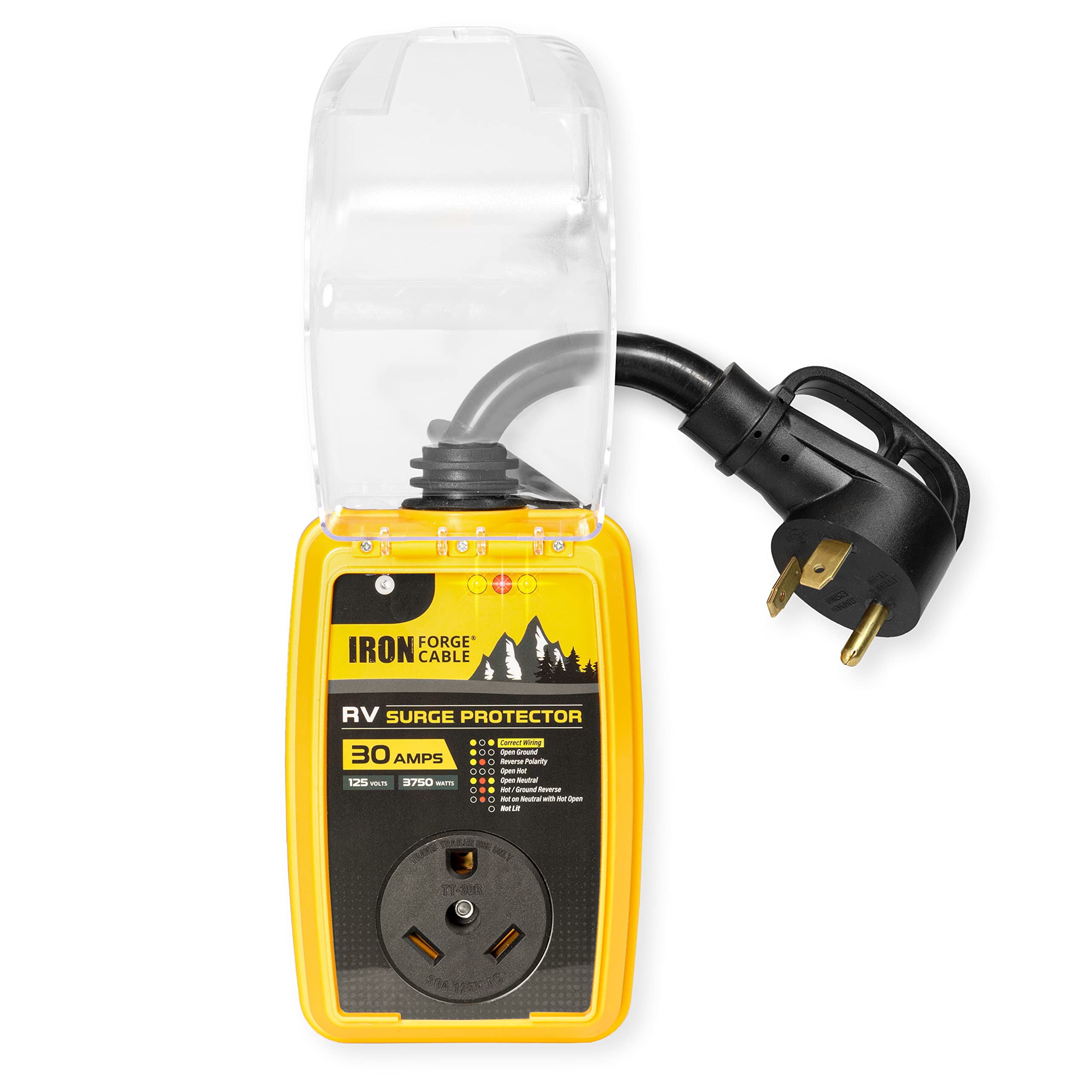 Iron Forge Cable RV Power Surge Protector 30 Amp with Waterproof Cover ...