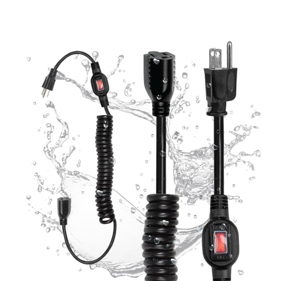 FIRMERST Waterproof Outdoor Extension Cord with Switch 6 Feet 1875W 15A ...