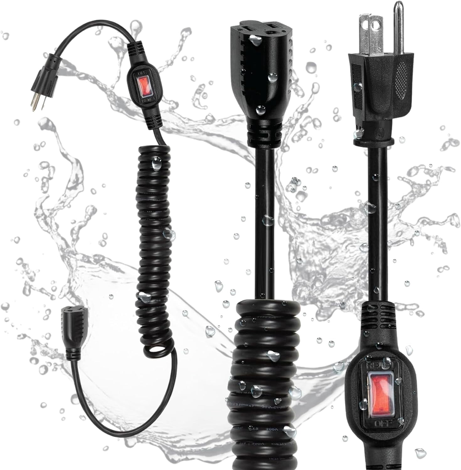 Iron Forge Cable SJEOW 25 ft Black Outdoor Coiled Extension Cord with ...