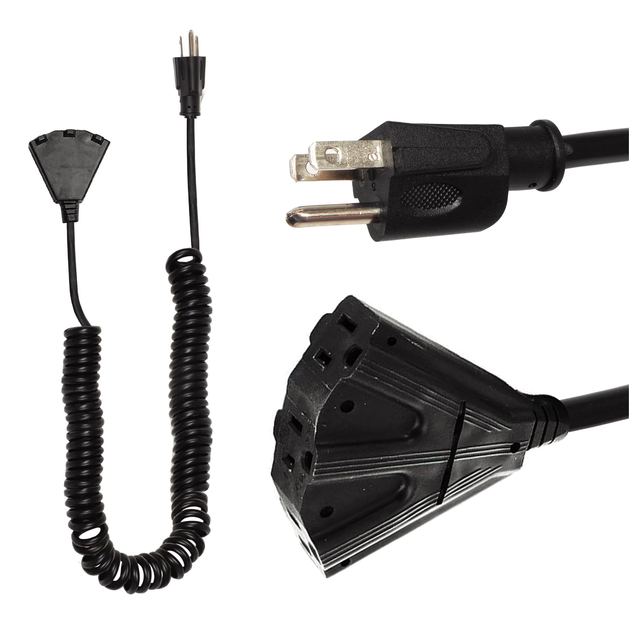 Iron Forge Cable SJEOW 3 Outlet Black Outdoor Coiled Extension Cord 12 ...