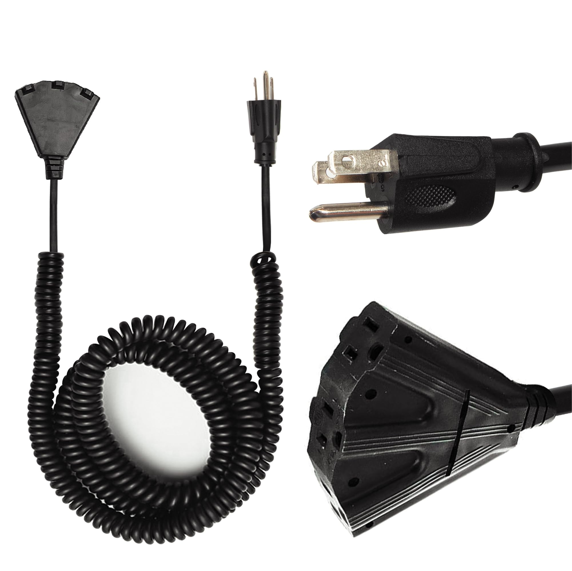 Iron Forge Cable SJEOW 3 Outlet Black Outdoor Coiled Extension Cord 22 ...