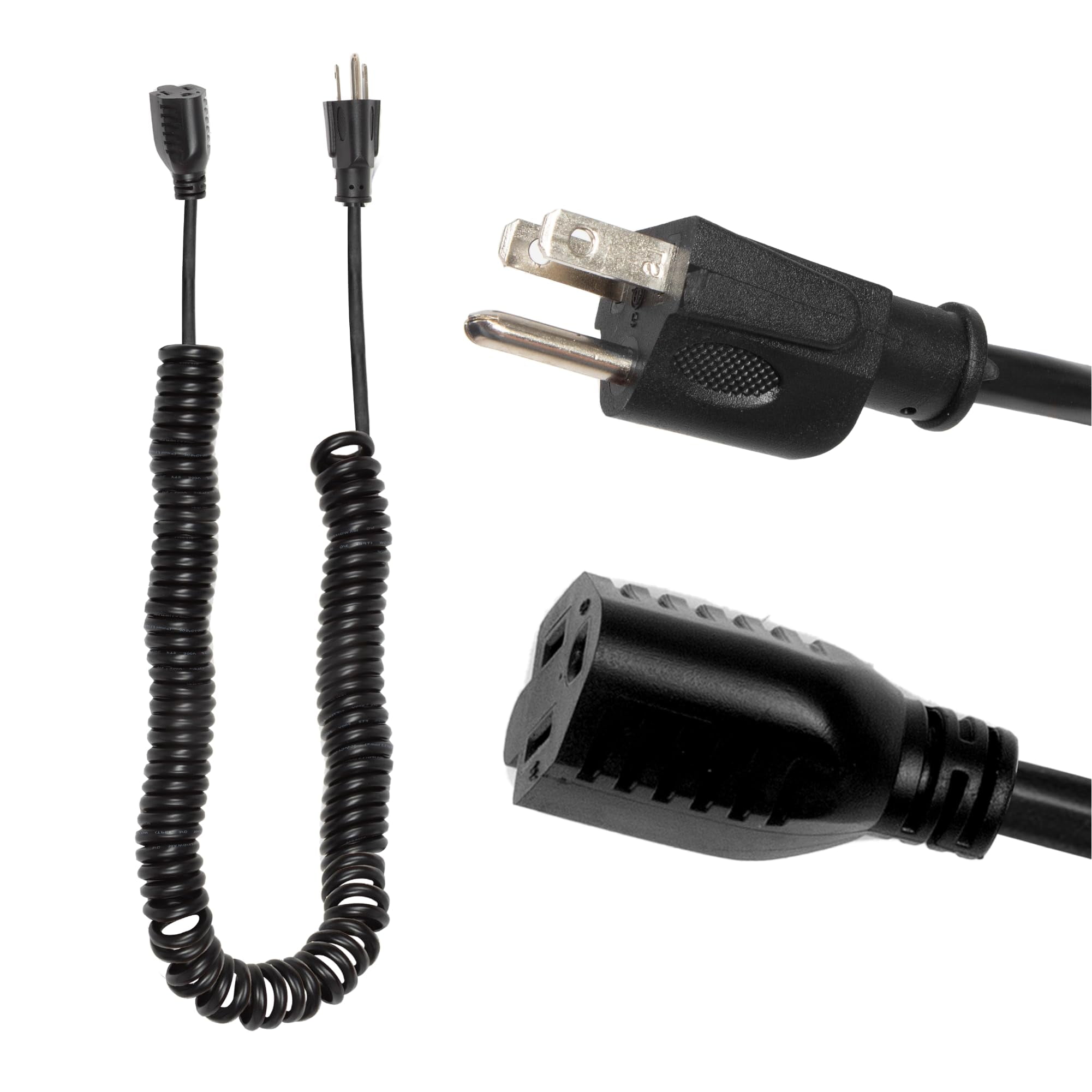 Iron Forge Cable SJEOW Black Outdoor Coiled Extension Cord 5 ft, 16/3 ...