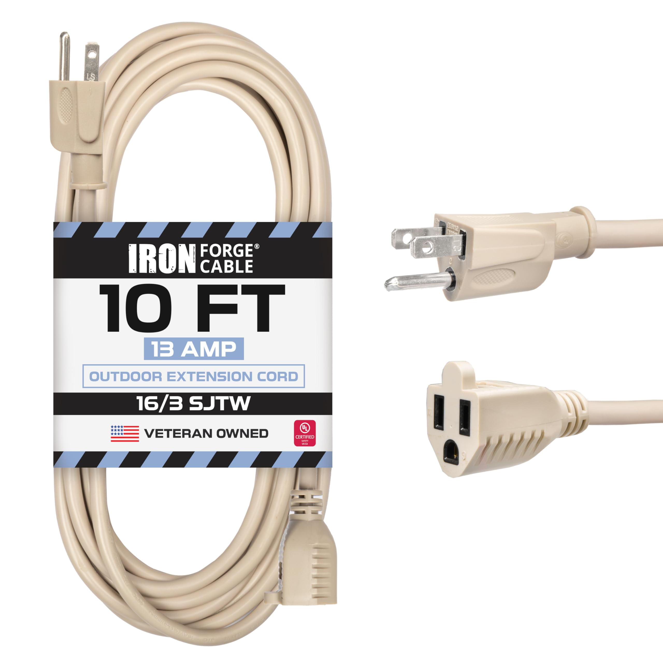 Iron Forge Cable Weatherproof 10 Ft Outdoor Extension Cord - 16/3 SJTW ...