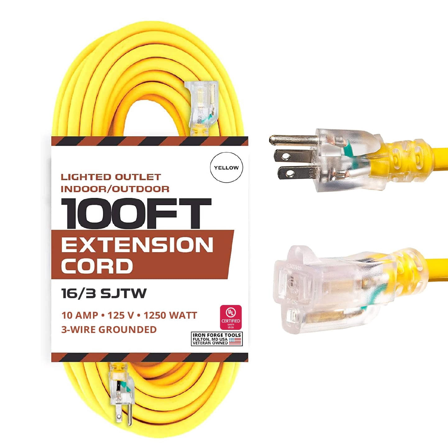Iron Forge Cable Weatherproof 100 Ft Outdoor Extension Cord - 16/3 SJTW ...