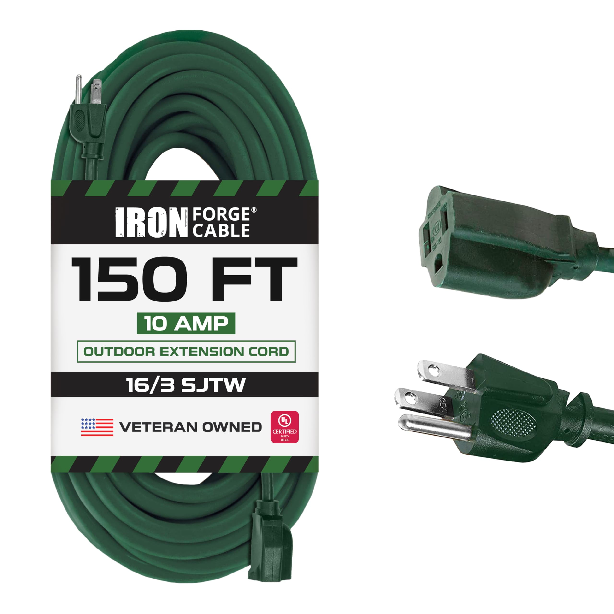 Iron Forge Cable Weatherproof 150 Ft Outdoor Extension Cord - 16/3 SJTW ...