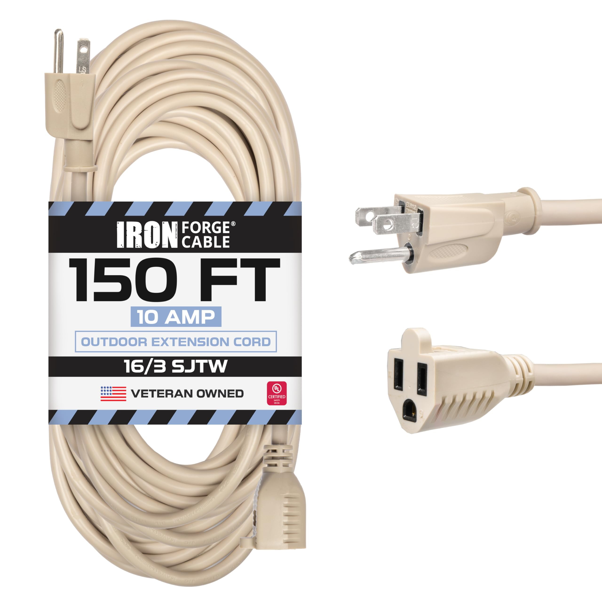 Iron Forge Cable Weatherproof 150 Ft Outdoor Extension Cord - 16/3 SJTW ...