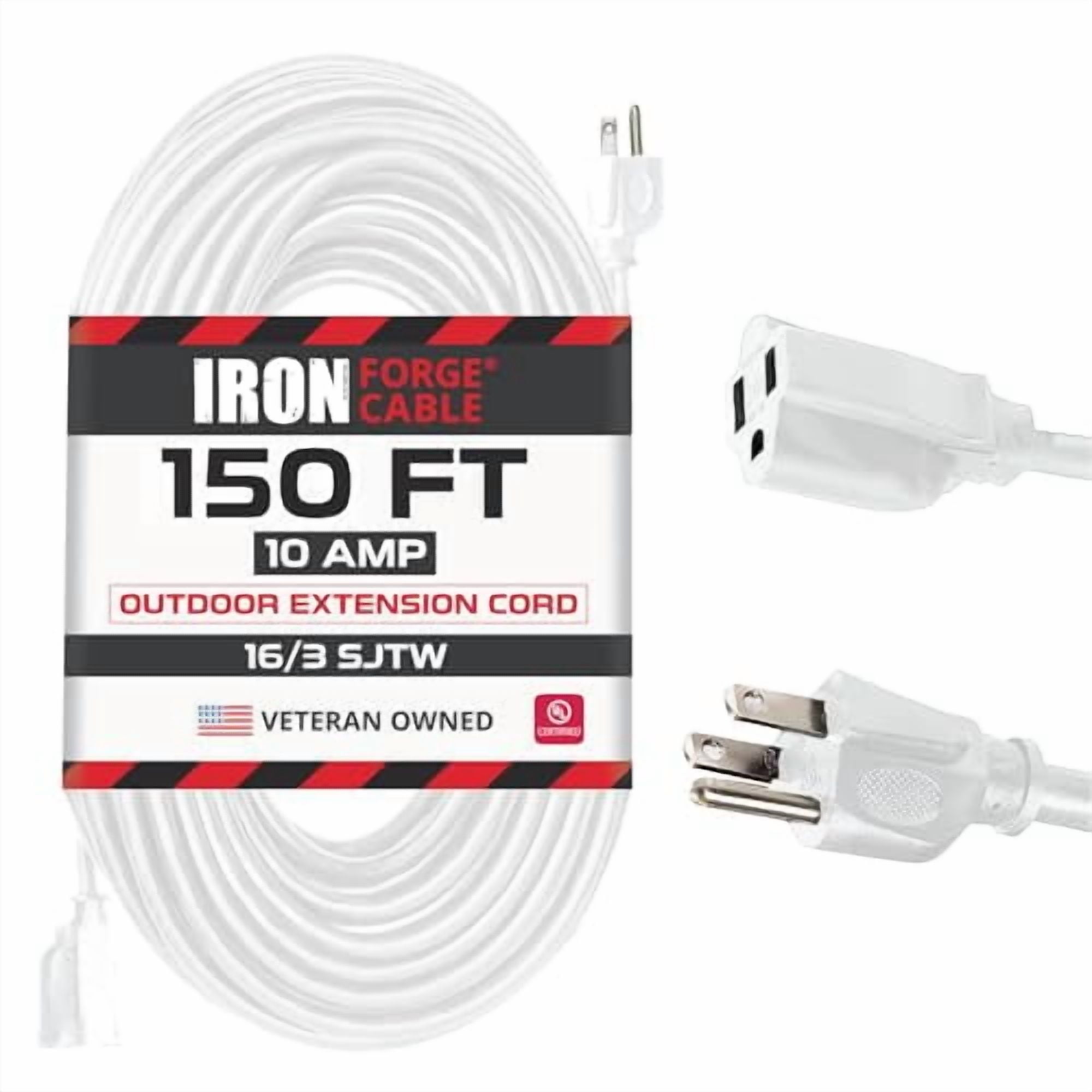 Iron Forge Cable Weatherproof 150 Ft Outdoor Extension Cord - 16/3 SJTW ...