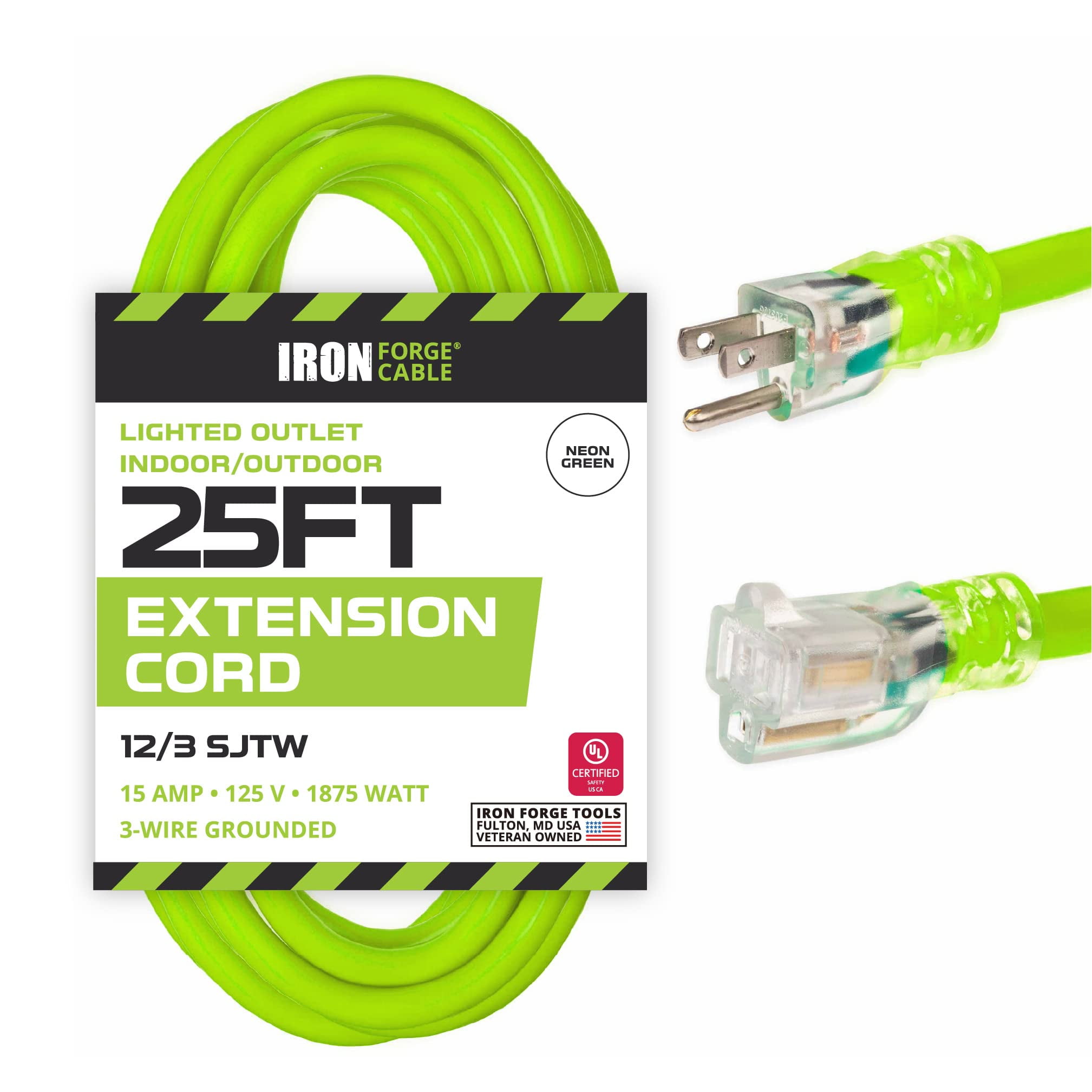 Iron Forge Cable Weatherproof 25 Ft Outdoor Extension Cord - 12/3 SJTW ...