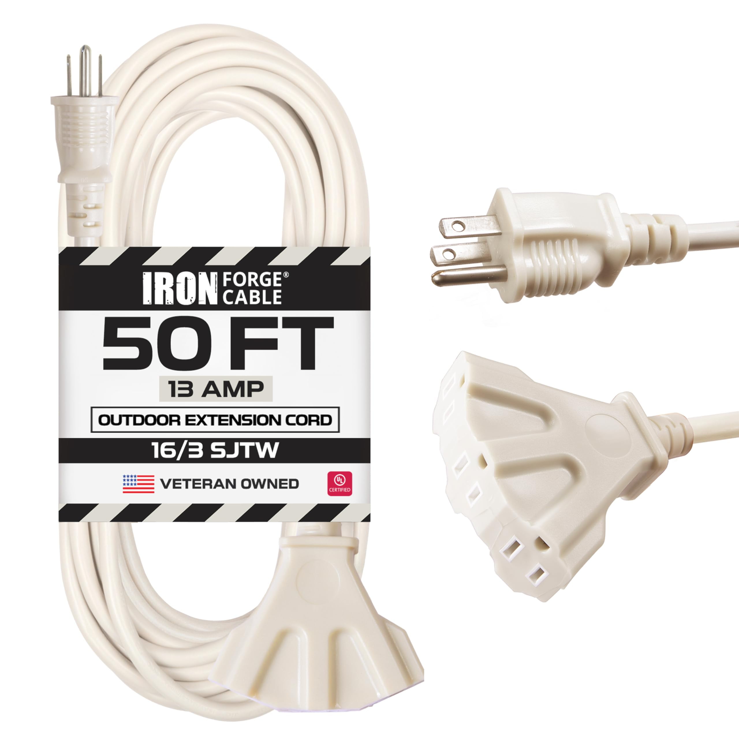 Iron Forge Cable Weatherproof 50 Ft Outdoor Extension Cord with 3 ...