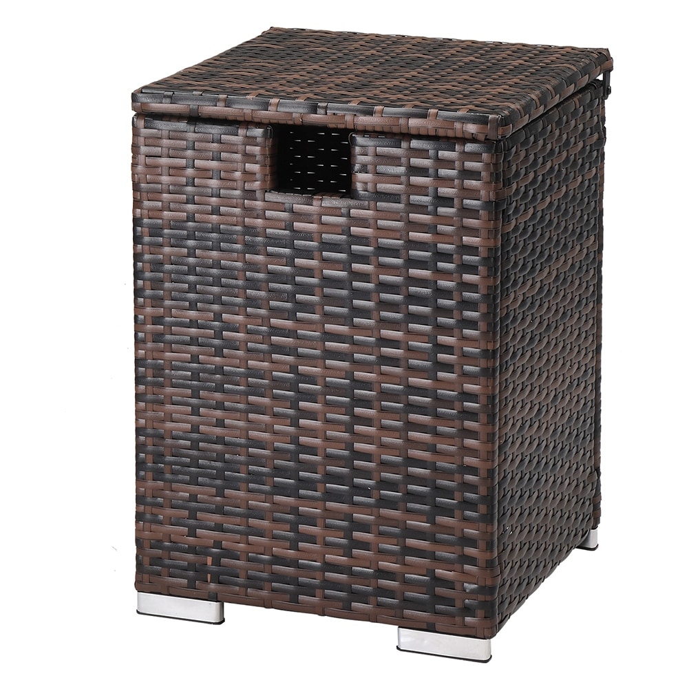 Iron Frame Storage Rattan Side Table,Brown Gradient - Walmart.com