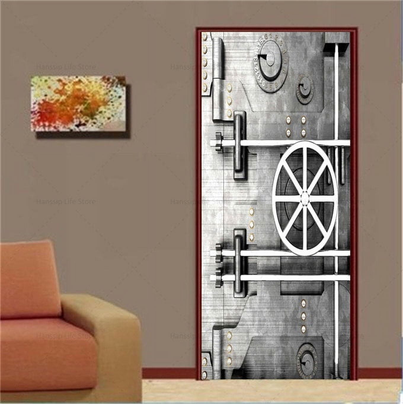 Iron Gate Pattern Door Sticker Self Adhesive Retro Wooden Door ...