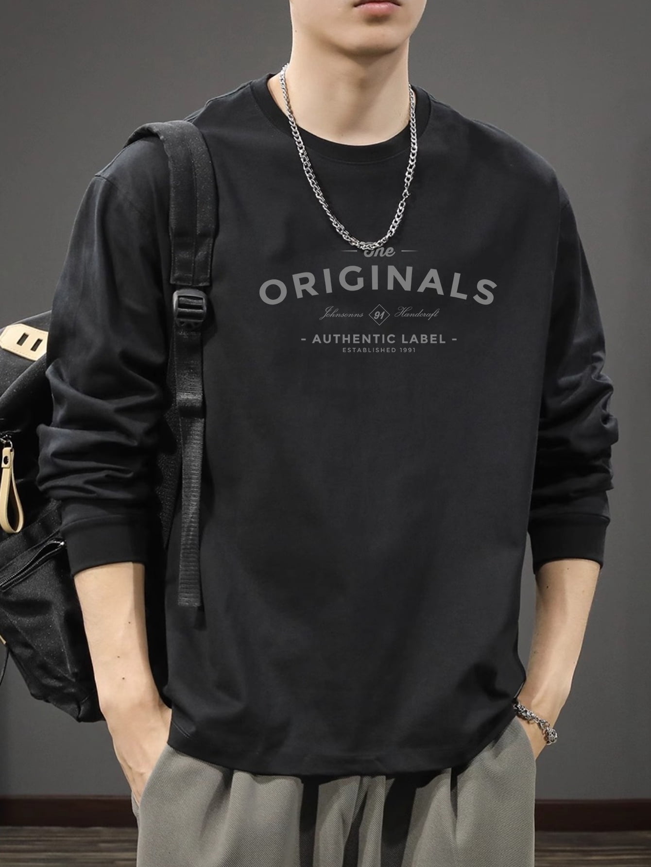 Iron Genghis & Forward Bull Men's 100% Cotton Oversized Long Sleeve T ...