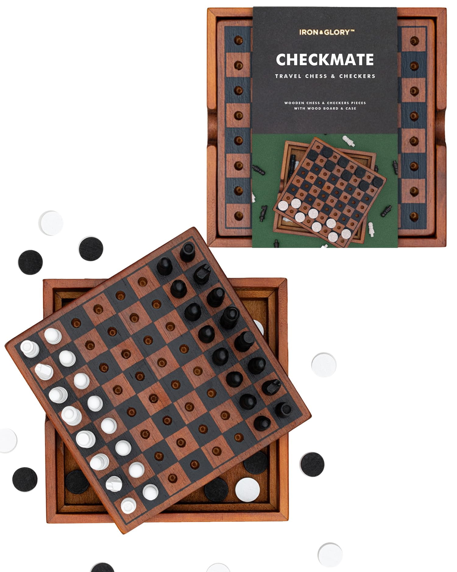 Iron & Glory Chess Board & AD01 Checkers Set | Wooden Puzzles & Board ...