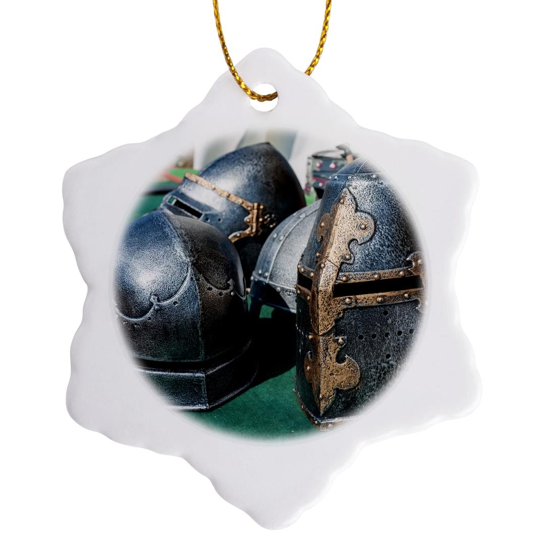 3drose, Iron Helmets of a Medieval Knight on a Table, 3 inch Snowflake ...