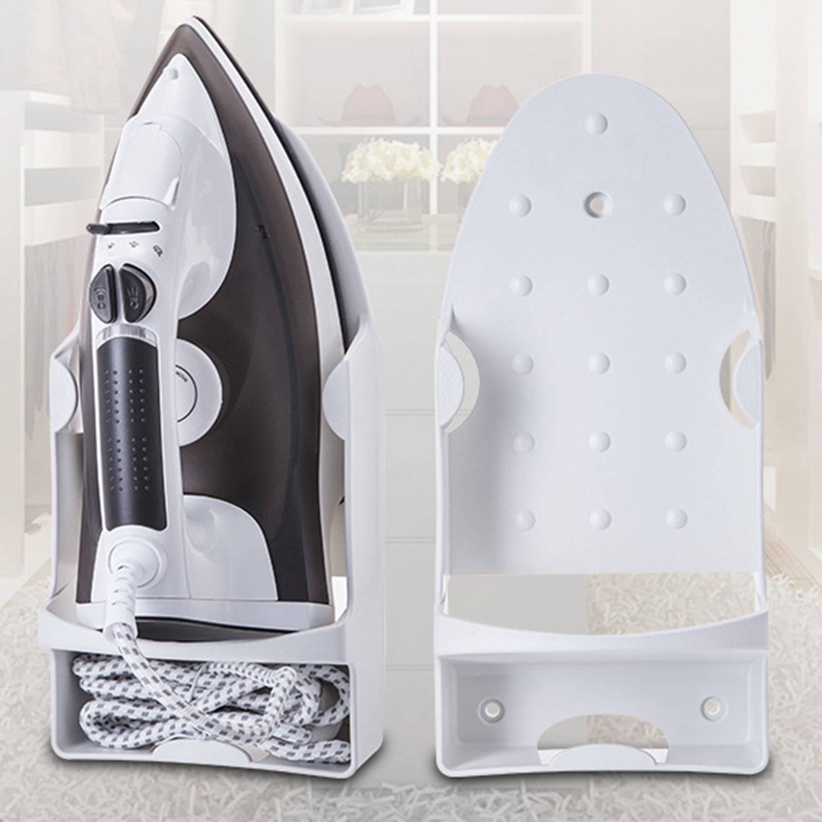 Iron Holder Wall Mounted Heat Resistant Widened Electric Iron Organizer ...