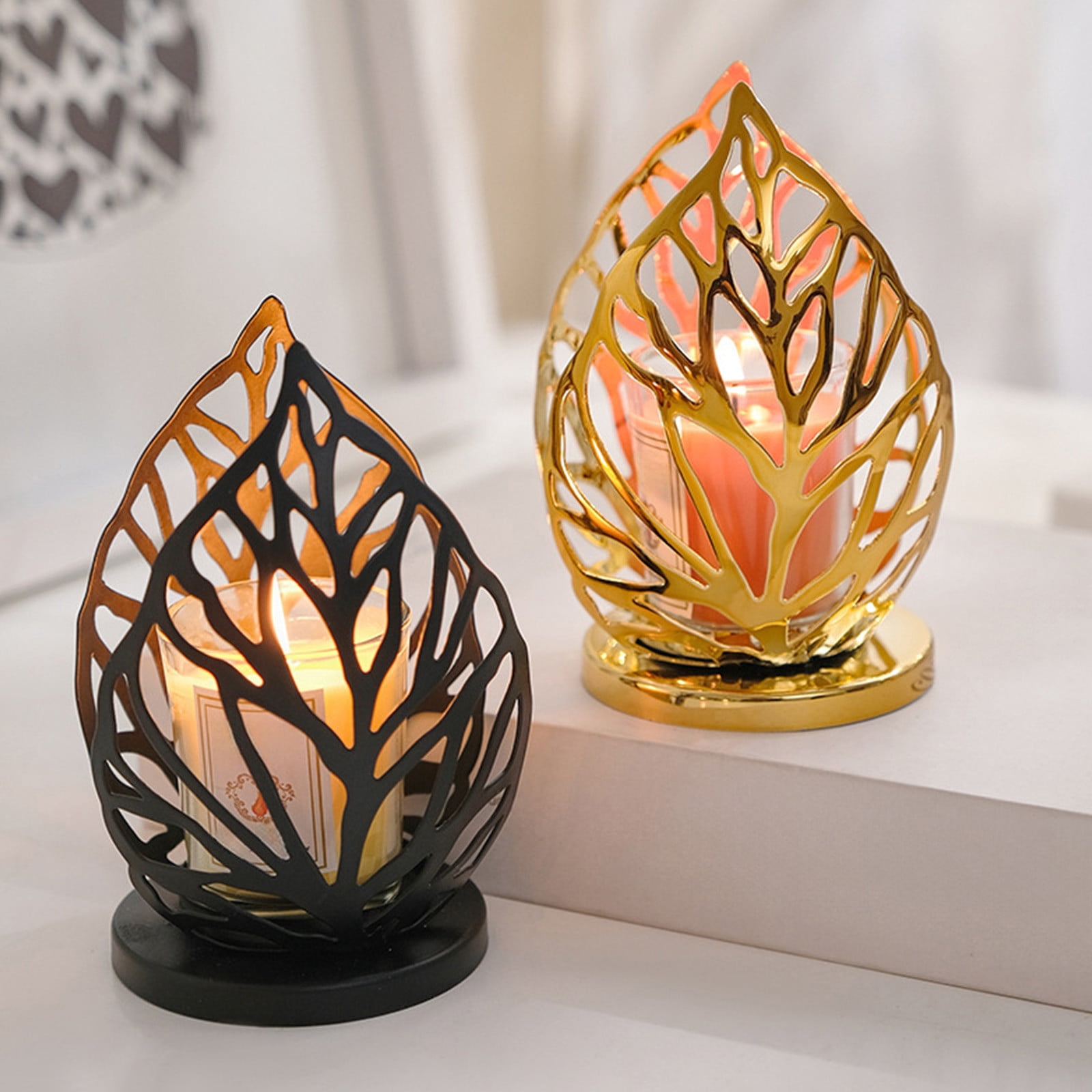 Iron Hollow Leaf Tealight Candle Cup - Rustic Christmas Dining Table ...