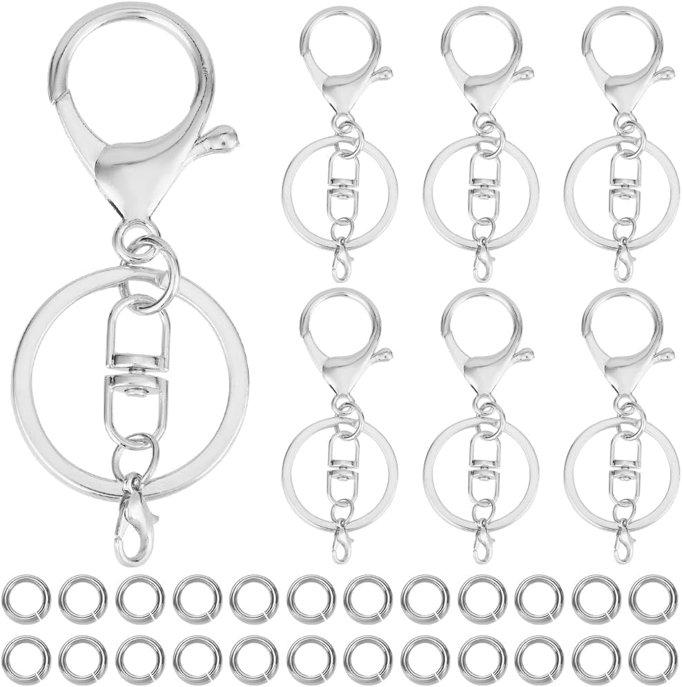 Iron Keychain Clasps with Zinc Alloy Lobster Claw Clasps and Open Jump ...