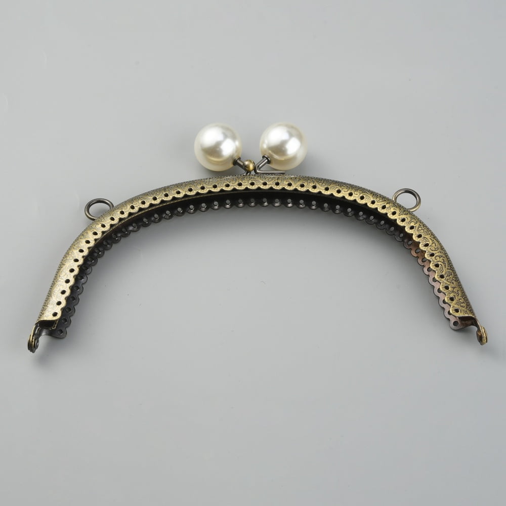 Iron Kiss Lock Purse Frame Handles with Resin Imitation Pearl Beads for ...