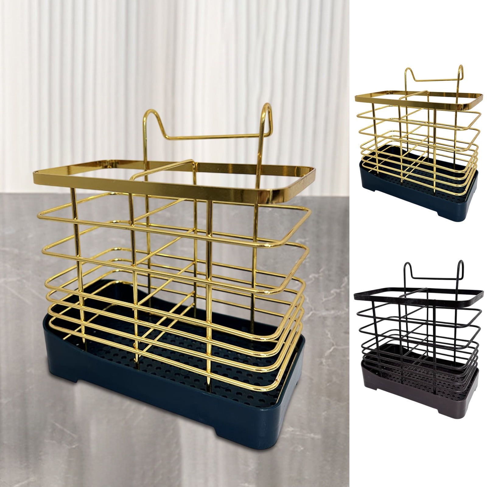 Iron Kitchen Knife and Fork Storage Rack, Bronze Iron Wall Mounted ...